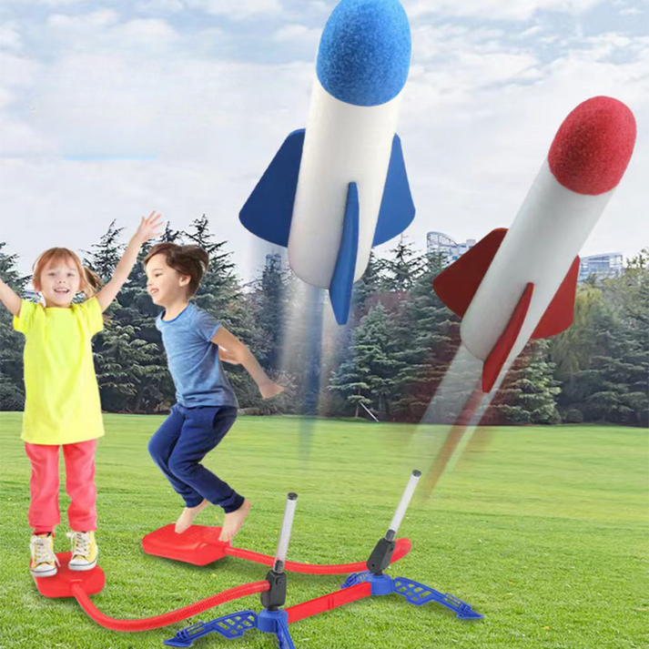 Kids Air Stomp Rocket Foot Pump Launcher Toys