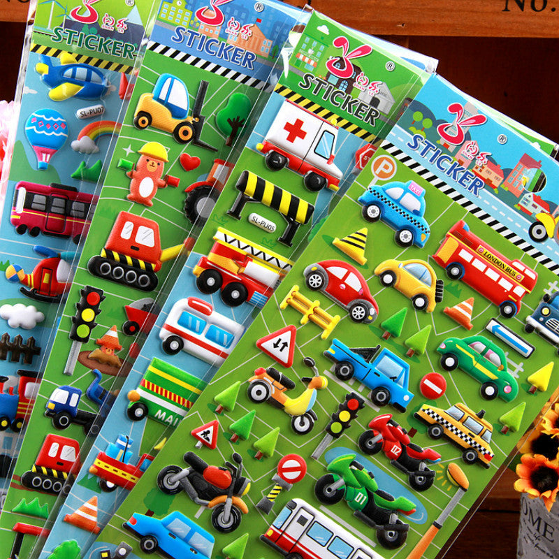 6 Sheets 3D Bubble Sticker-Waterproof Cartoon Anime Stickers